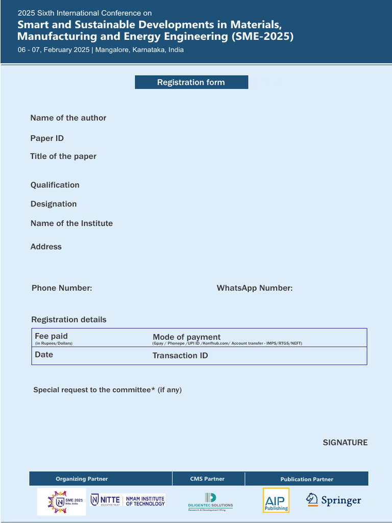 SME 2025 Registration Form | PDF