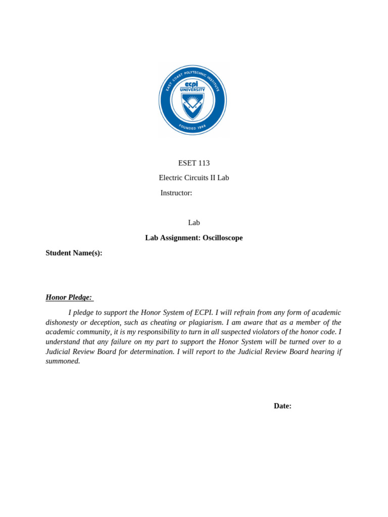 Lab Assignment Lab Report - Oscilloscope | PDF | Amplitude | Alternating Current