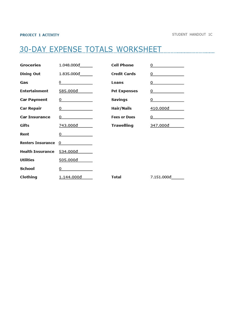 (Project 1) Student Handout 1c | PDF