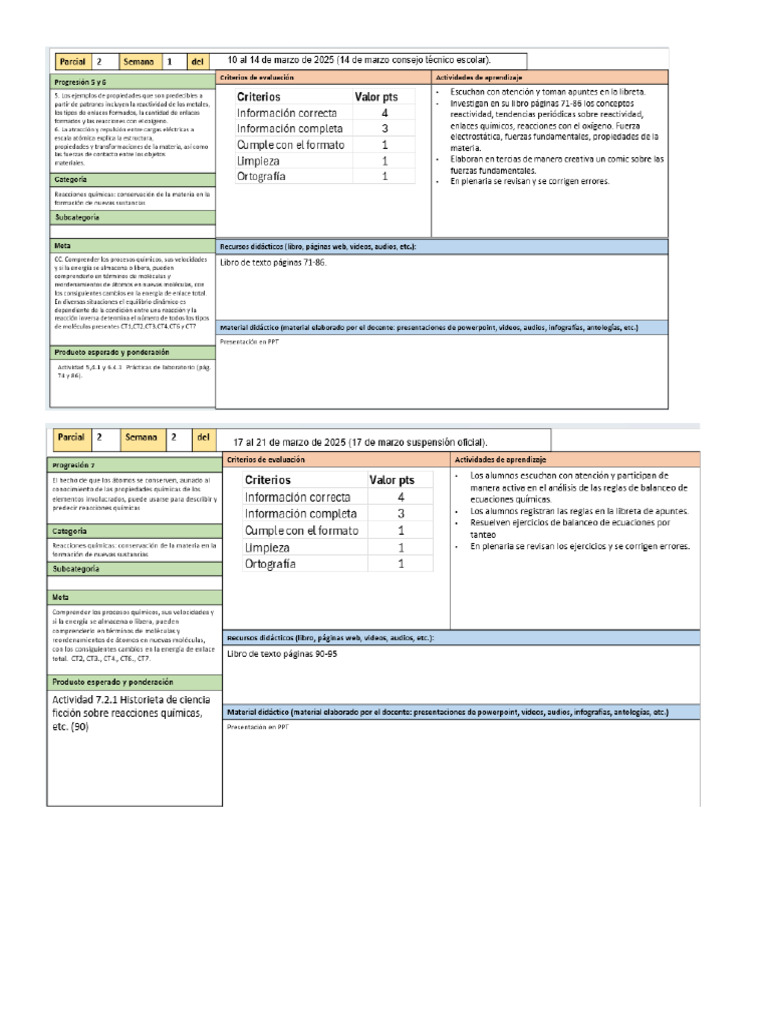 Guía de Actividades Segundo Parcial 4to | PDF