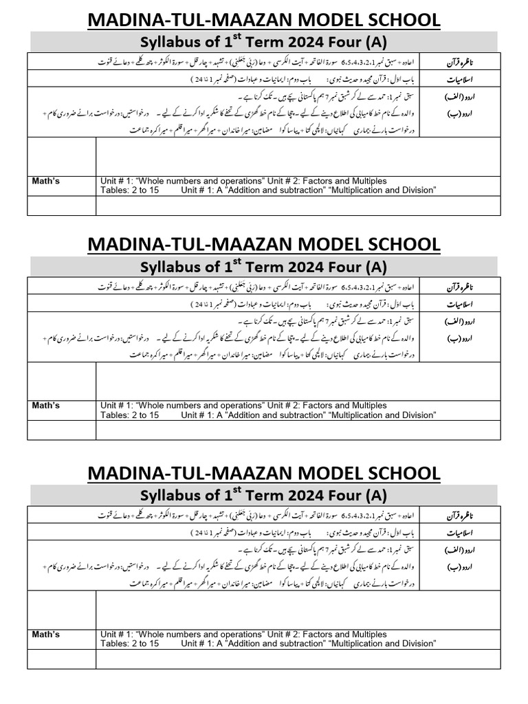 1st Term Syllabus 2024 Four A1 | PDF