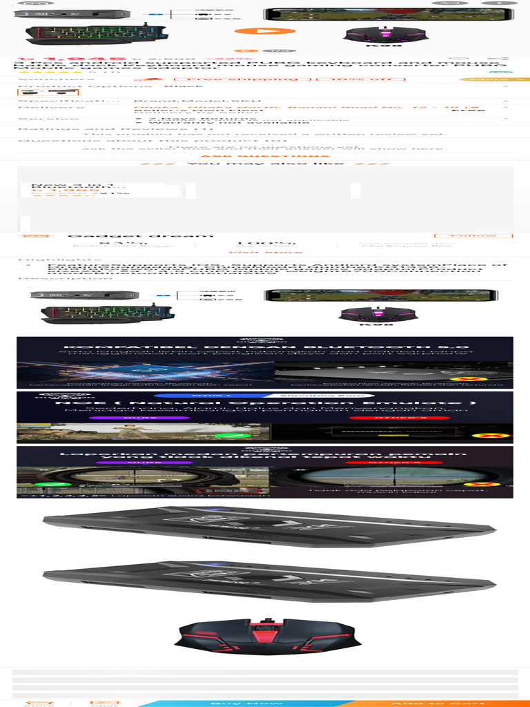 3 Pcs Android Supported PUBG Keyboard and Mouse Battle Dock Keyboard ...