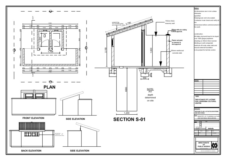 Two-Stance Pit Latrine Design | PDF | Wall | Building Materials