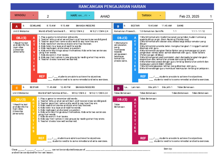 Example of multiple lesson plan | PDF