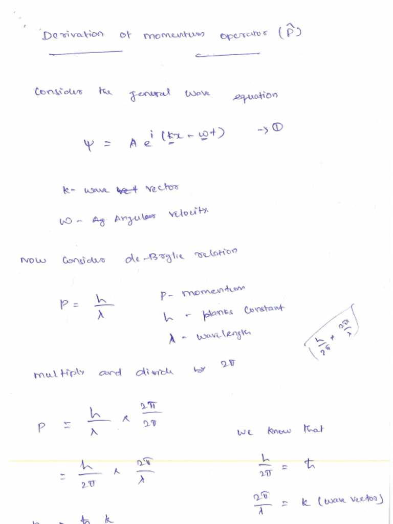 Derivation of Momentum Operator | PDF