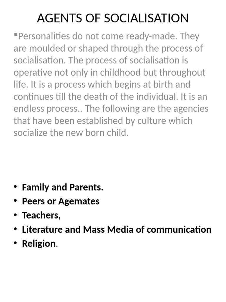Agents of Socialisation | PDF