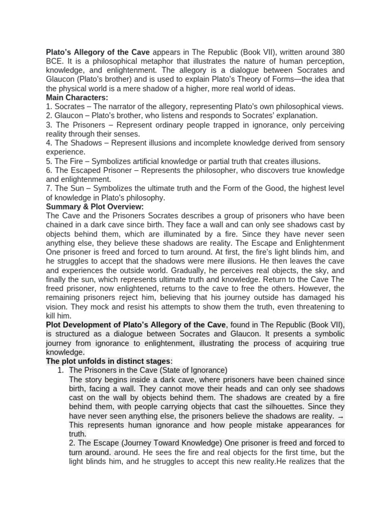 Plato's Allegory of the Cave Explained | PDF | Metaphysics | Epistemology