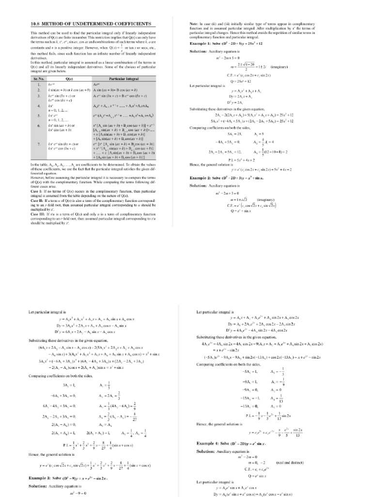 RLC, SImultaneous, Undeterminerd Coefficients | PDF