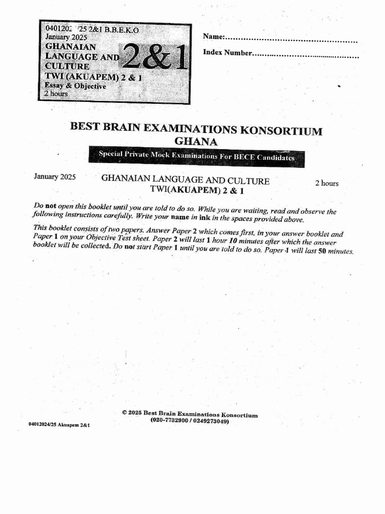Best Brain Question Jan25 Akuapem Twi | PDF | Ghana
