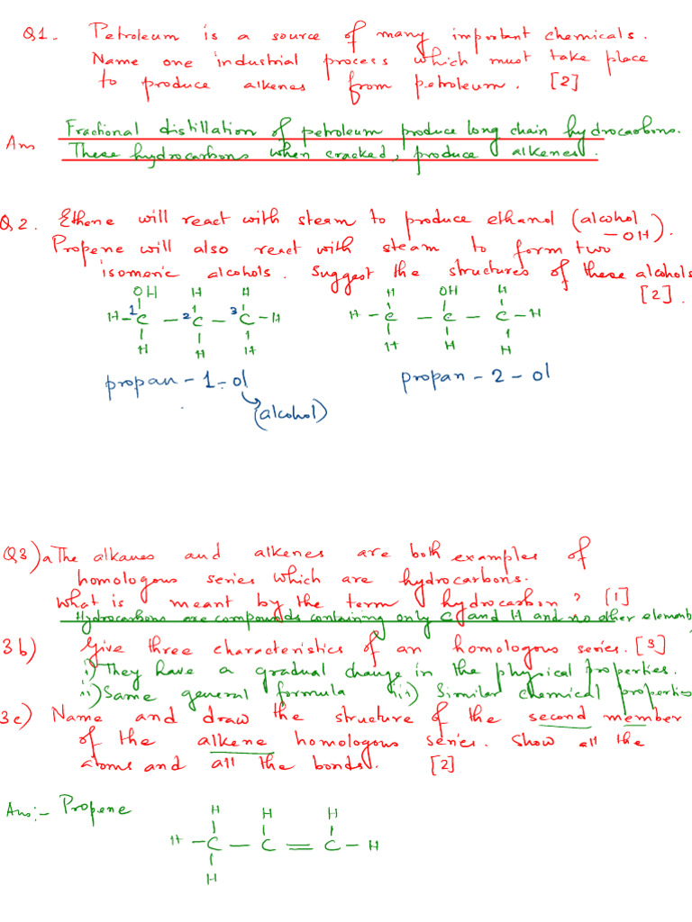 IGCSE Organic Chem Questions and Ans 1 | PDF