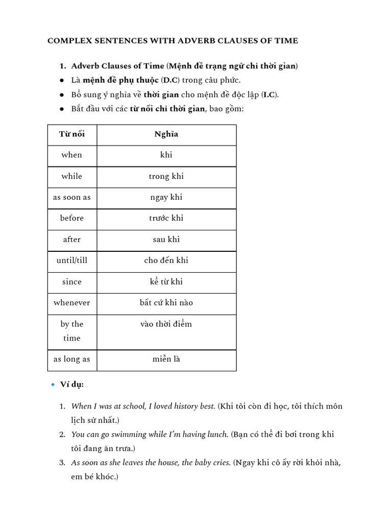 Complex Sentences With Adverb Clauses of Time | PDF