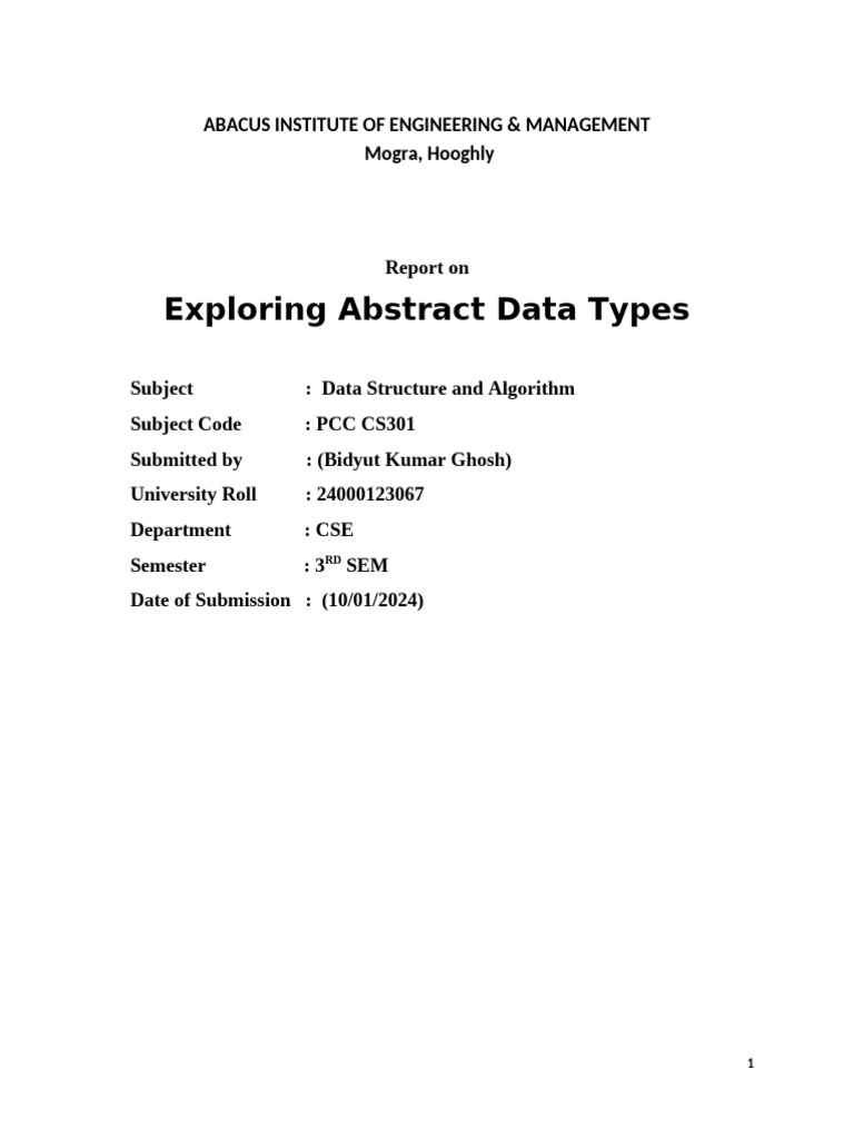 Datastructure - Bidyut Kumar Ghosh - 24000123067 - Cse | PDF | Data Structure | Information ...