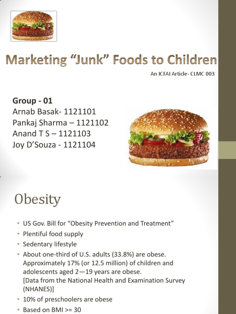 US Gov obesity prevention bill targets junk food ads to children | PDF ...