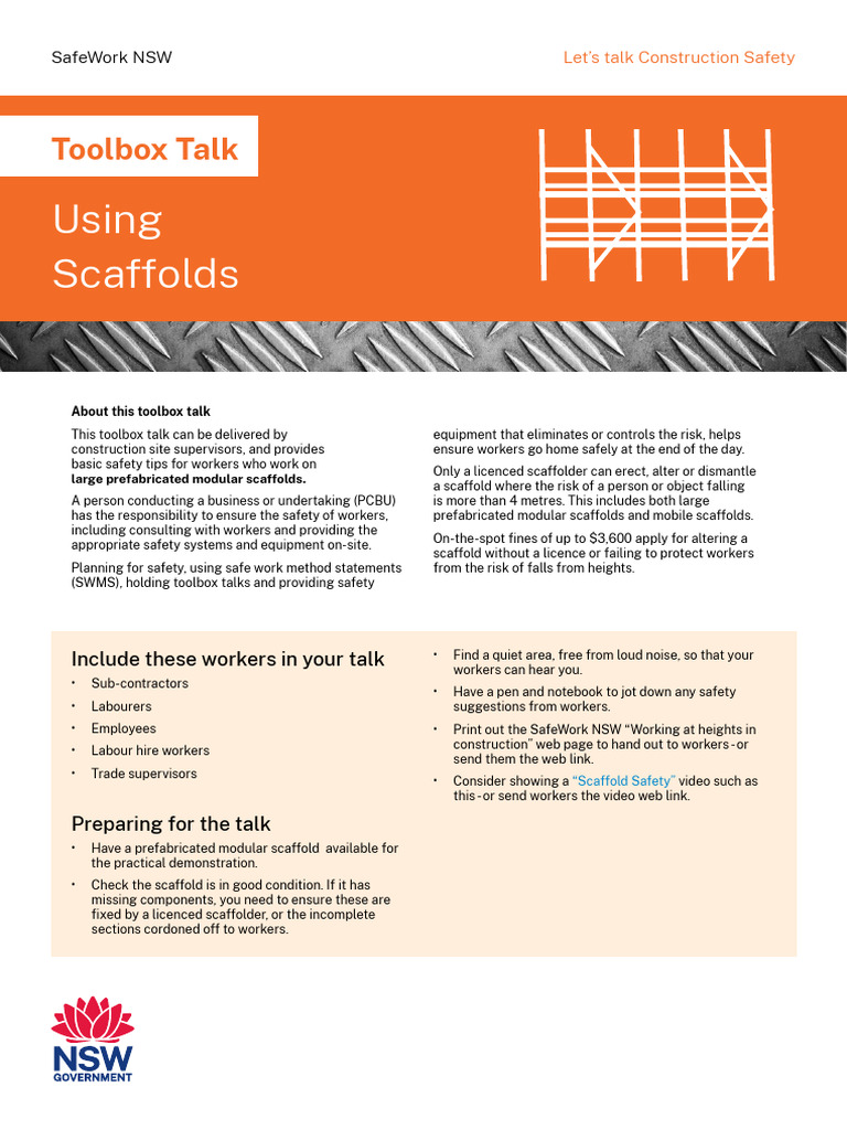 using-scaffolds-in-construction-toolbox-talk | PDF | Scaffolding | Occupational Safety And Health
