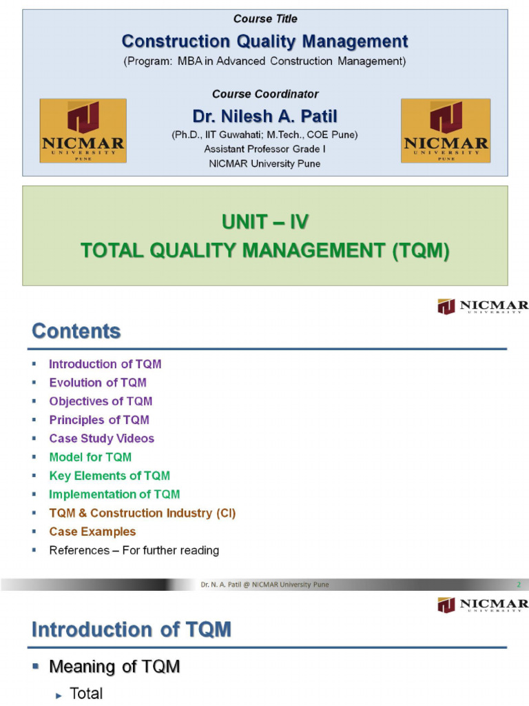 Total Quality Management (TQM) | PDF