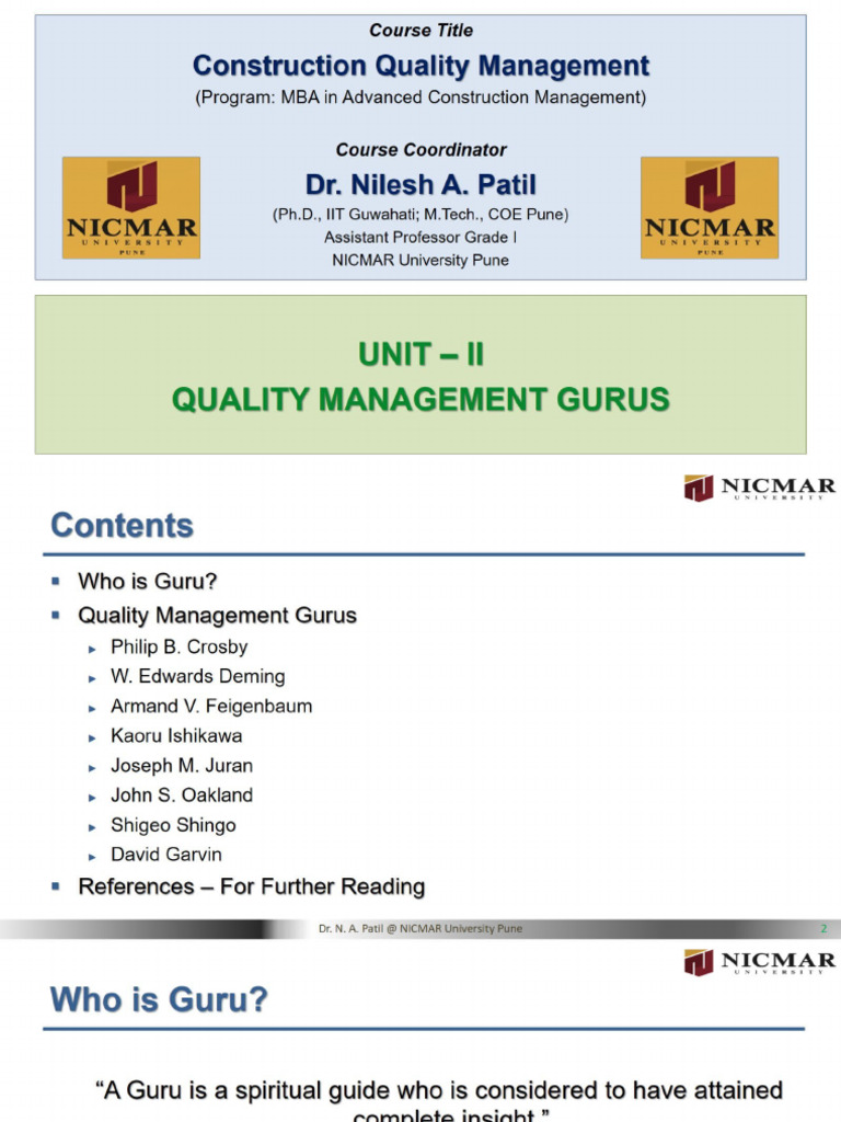 Quality Management Gurus | PDF