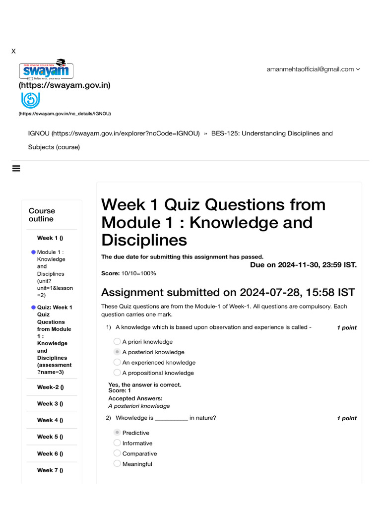 BES-125 - Understanding Disciplines and Subjects - Unit 1 - Week 1 | PDF | Knowledge | A Priori ...