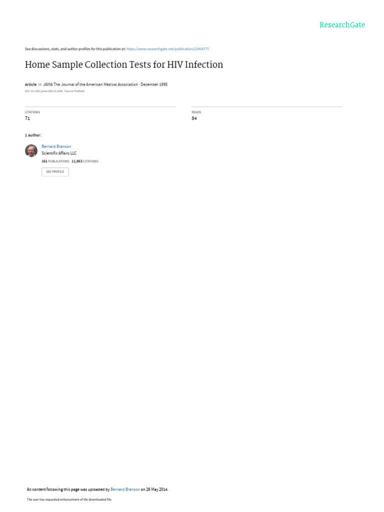 Home_Sample_Collection_Tests_for_HIV_Infection | PDF | Hiv | Diagnosis ...