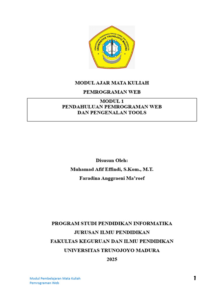 Modul Ajar MK Pemrograman Web - 01 | PDF