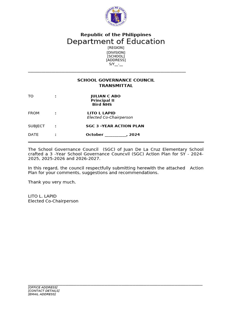 SGC 3-Year Action Plan Transmittal | PDF
