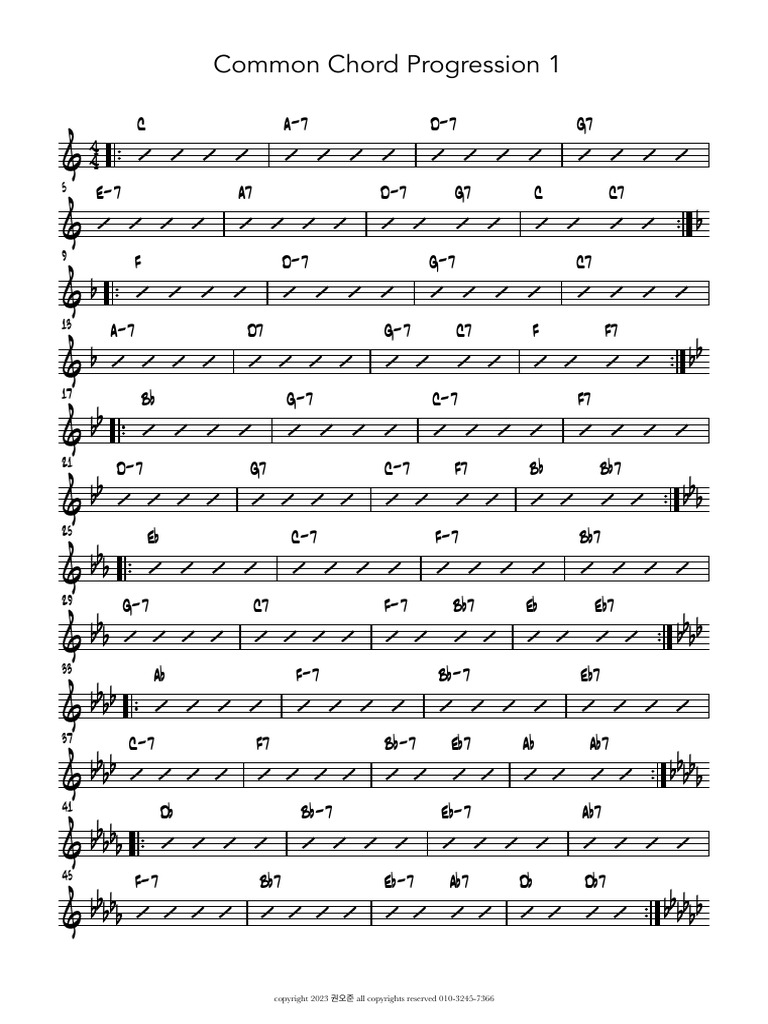 Common Chord Progression 1 | PDF | Elements Of Music | Music Theory