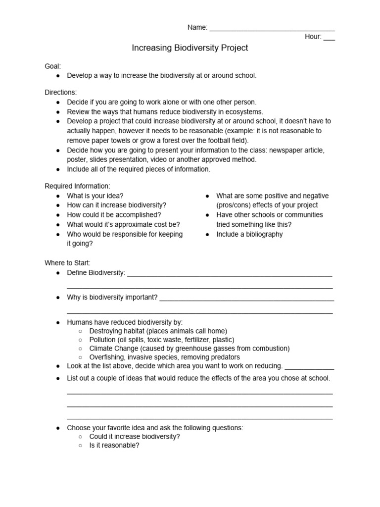 Increasing Biodiversity Project | PDF | Biodiversity | Environmental ...