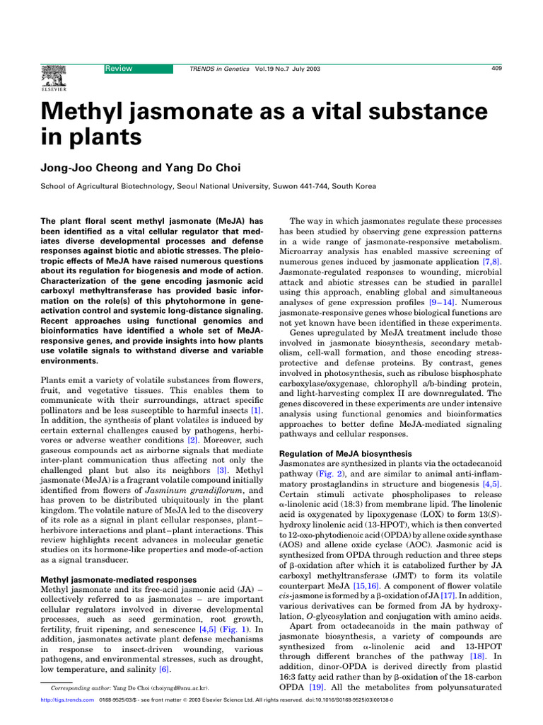 Methyl Jasmonate As A Vital Substance in Plants | PDF | Ubiquitin | Arabidopsis Thaliana
