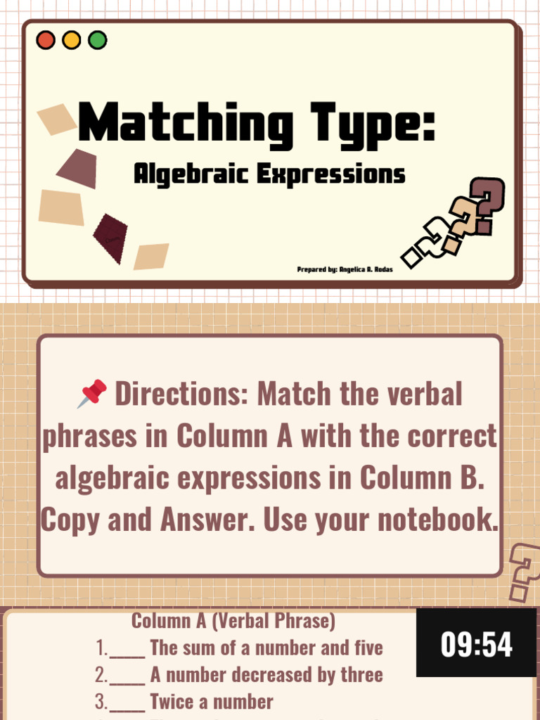 Translating Verbal Phrases Into Algebraic Expressions | PDF | Ratio ...