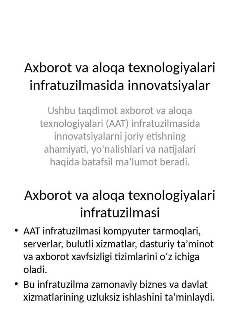 AAT Innovatsiyalar Batafsil | PDF