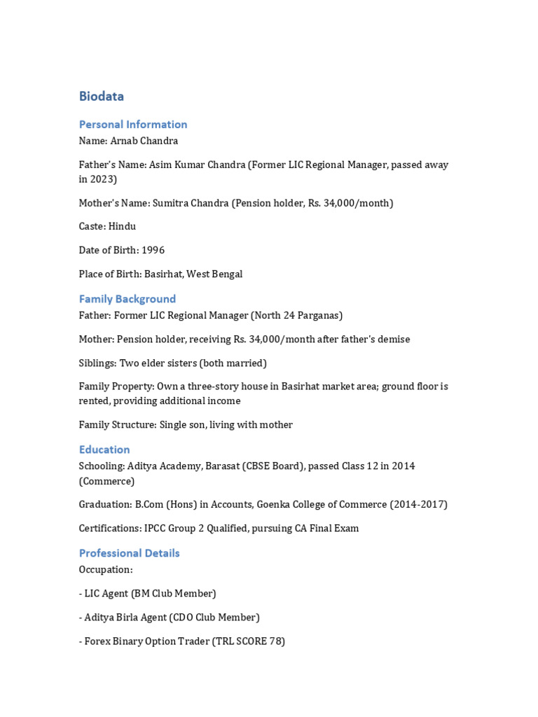 Bio Arnab Chandra | PDF