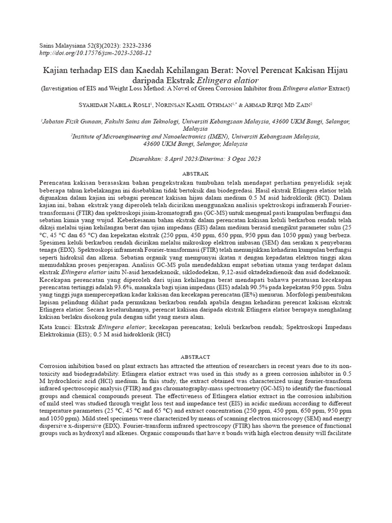 Perencat Kakisan Hijau Daripada Ekstrak Bungan Kantan | PDF