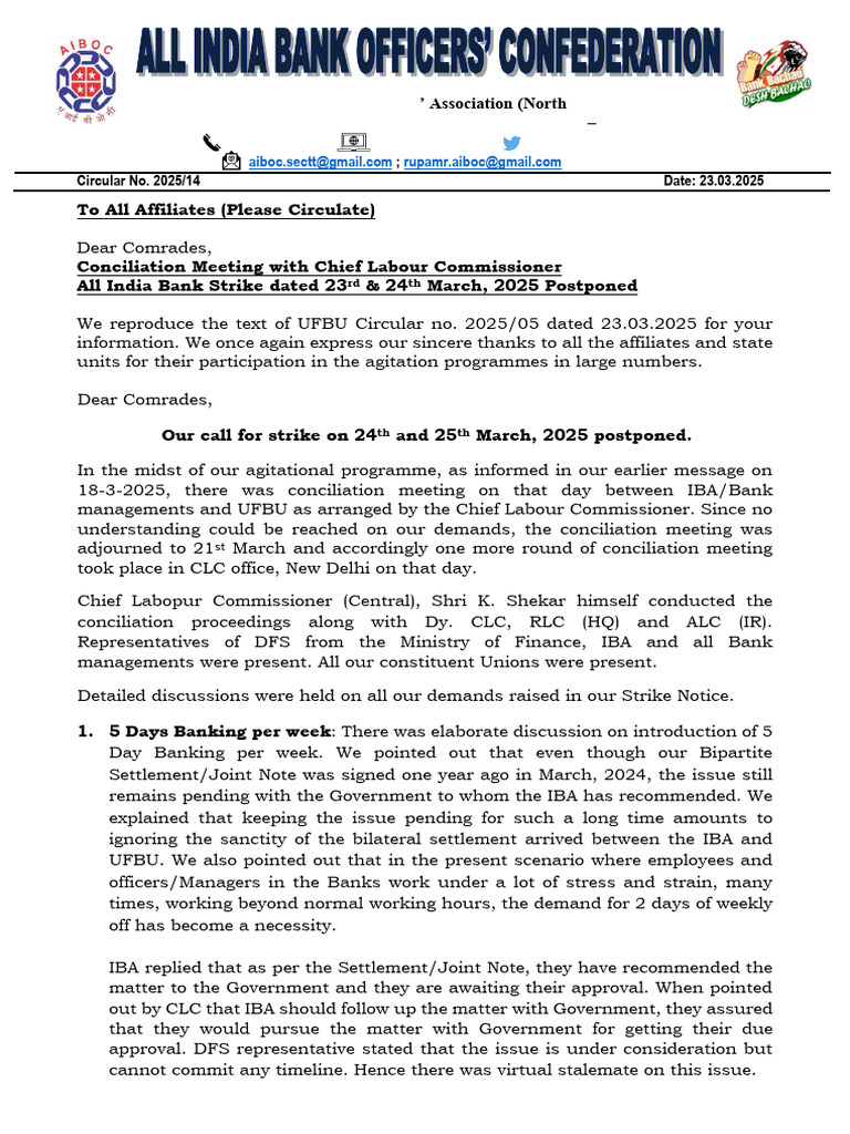 14 - 2025 - R - Aiboc - Conciliation With CLC (C) Strike Deferred | PDF