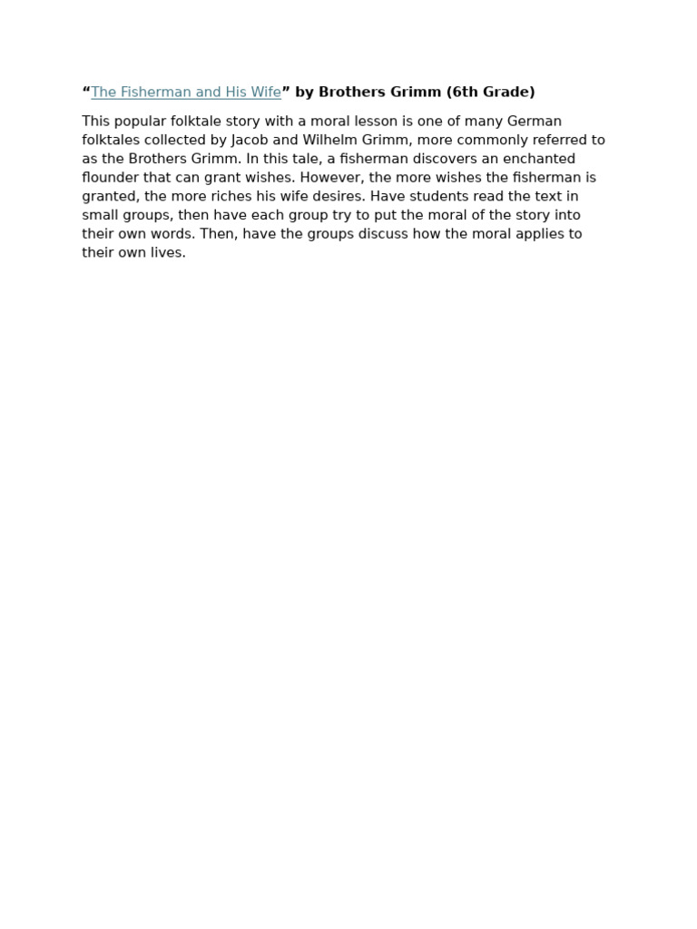 "The Fisherman and His Wife: A Moral Tale" | PDF