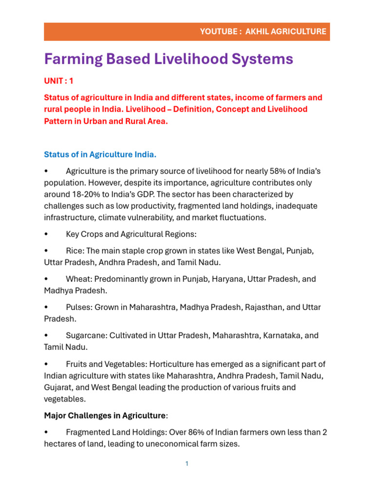 Farming Based Livelihood Systems | PDF | Agriculture | Pastoralism