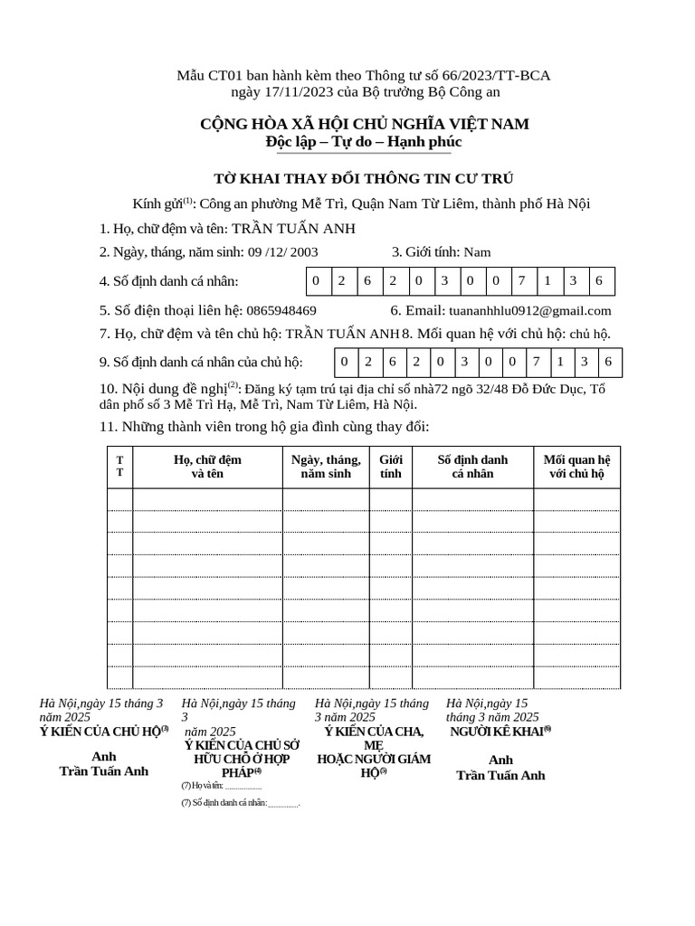 CT01 Thông Tư 66 BCA | PDF