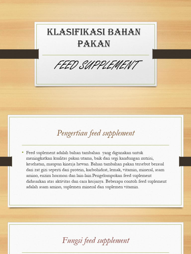 Klasifikasi Bahan Pakan Feed Suplement-1 | PDF