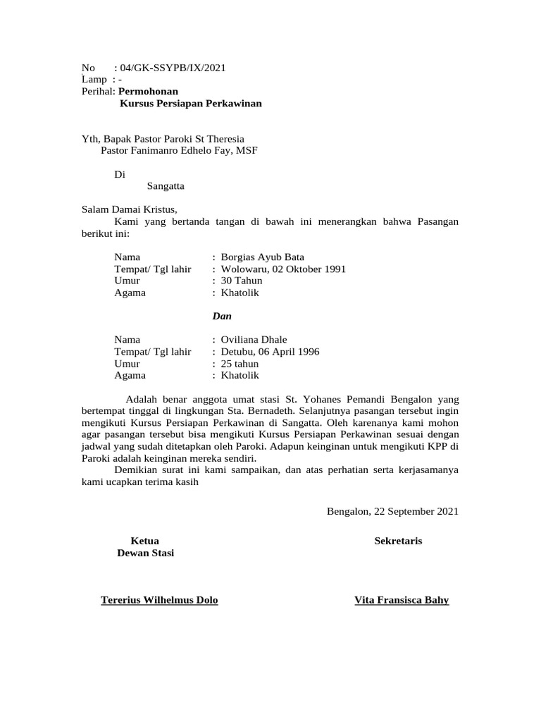 Surat Permohonan KPP | PDF