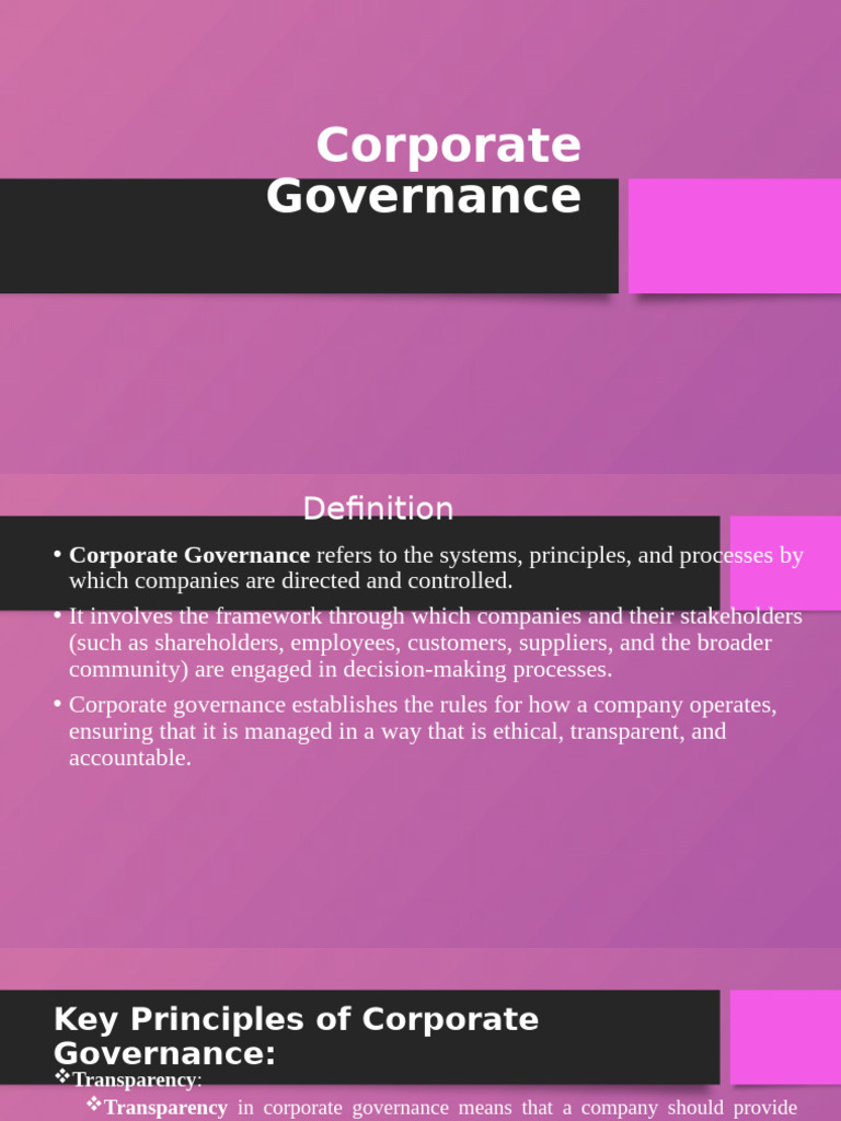 Understanding Corporate Governance Basics | PDF | Corporate Social ...
