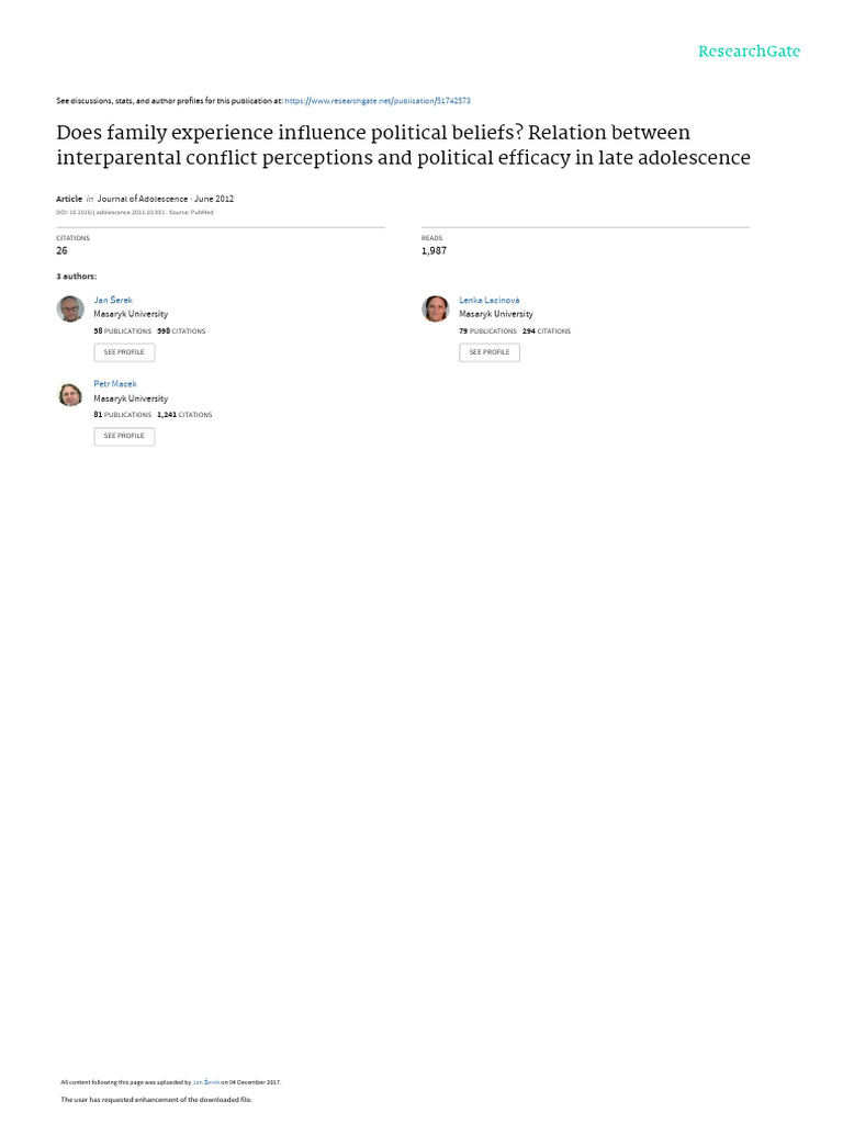 Does Family Experience Influence Political Beliefs | PDF | Psychology ...