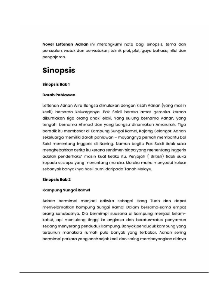 Sinopsis BM Form 4 | PDF