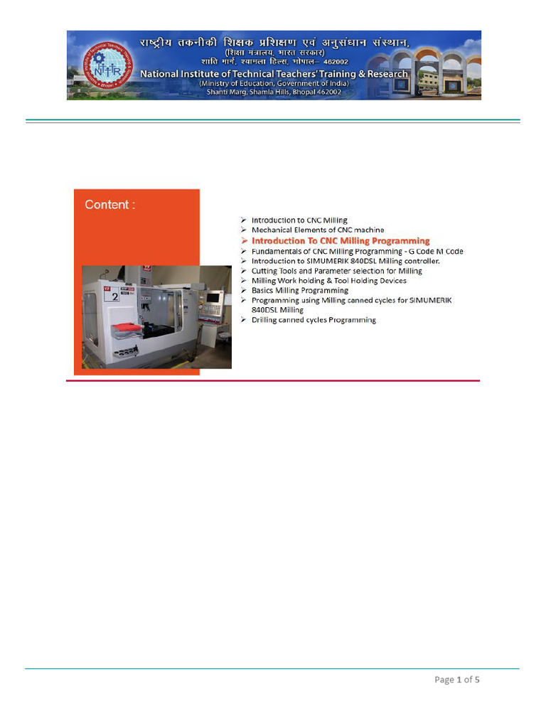Introduction To CNC Milling Programming | PDF