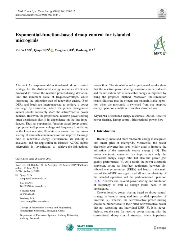 Exponential-Function-Based Droop Control For Islanded Wang2019 | PDF ...