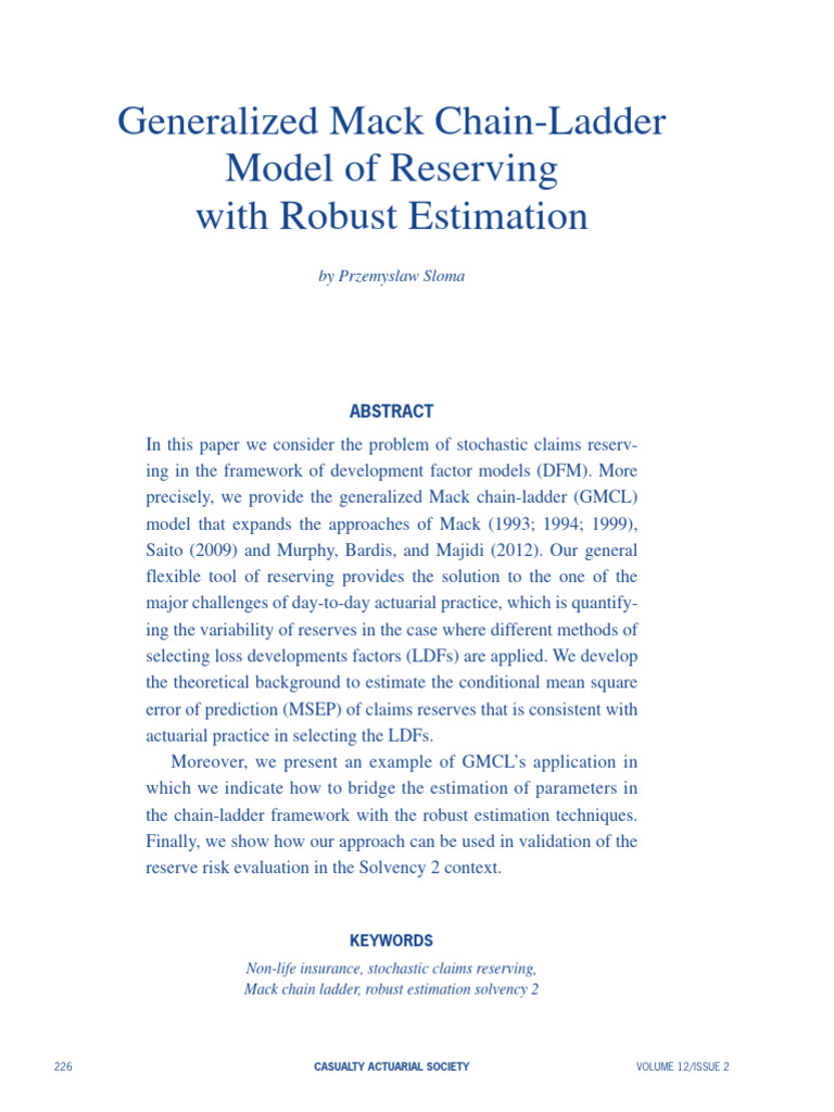Mack Chain Ladder Sloma | PDF | Variance | Regression Analysis