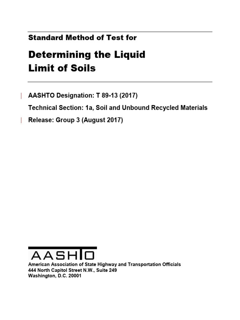 Aashto T 89 | PDF