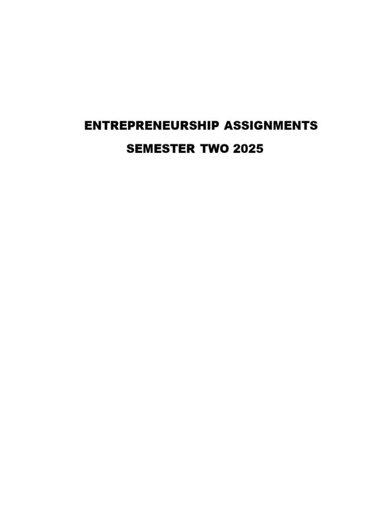 Entrepreneurship Assignments | PDF