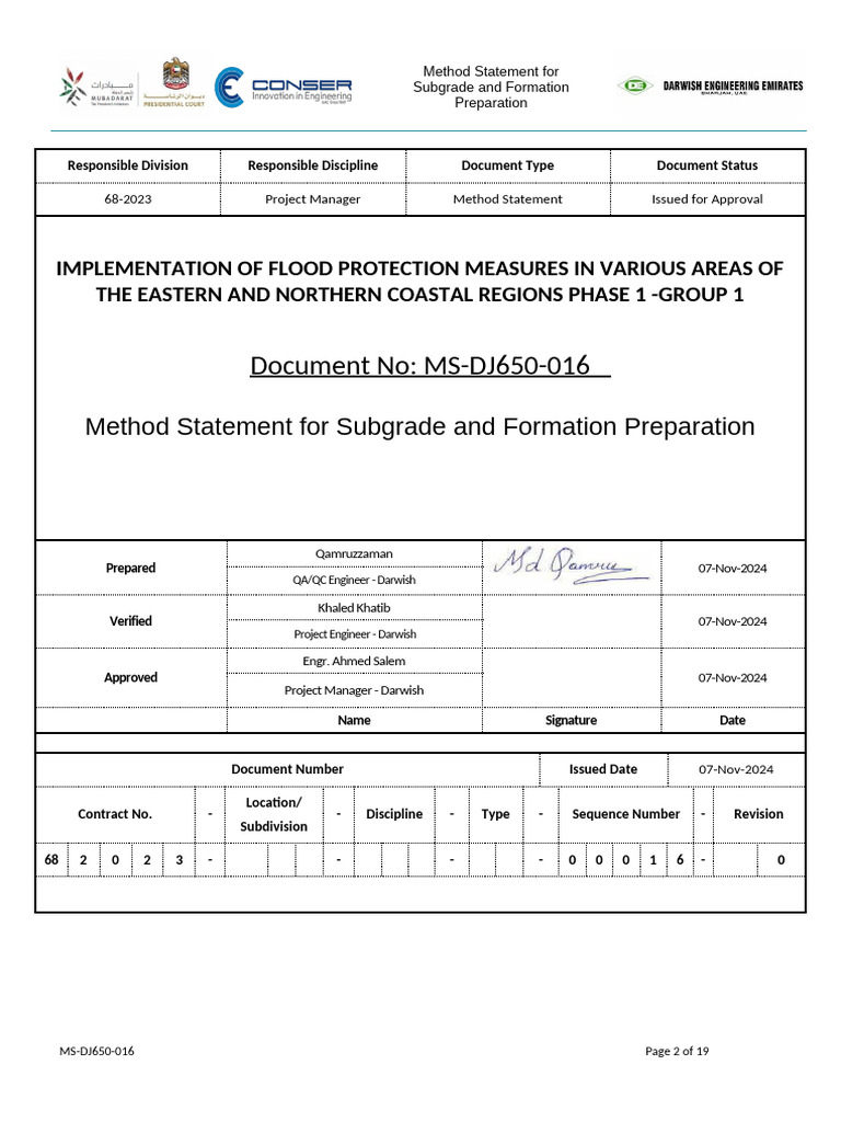 MS-DJ650-016 - Subgrade and Formation Preparation | PDF | Audit