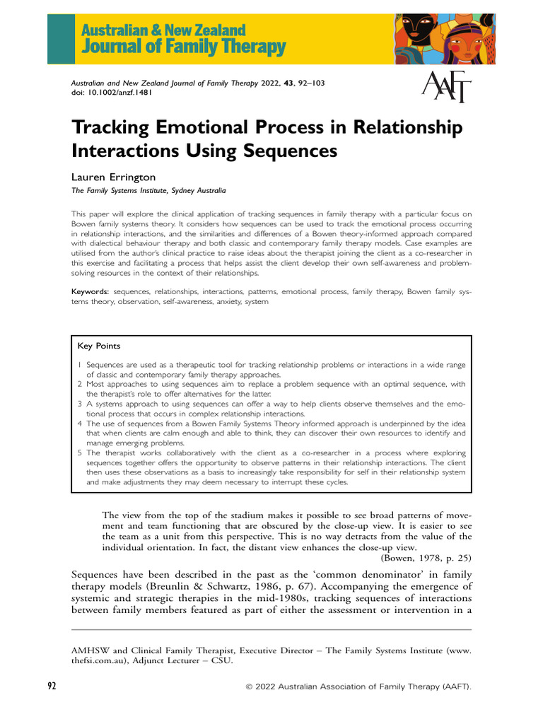 Tracking Emotional Process Using Sequences | PDF | Family Therapy | Psychotherapy