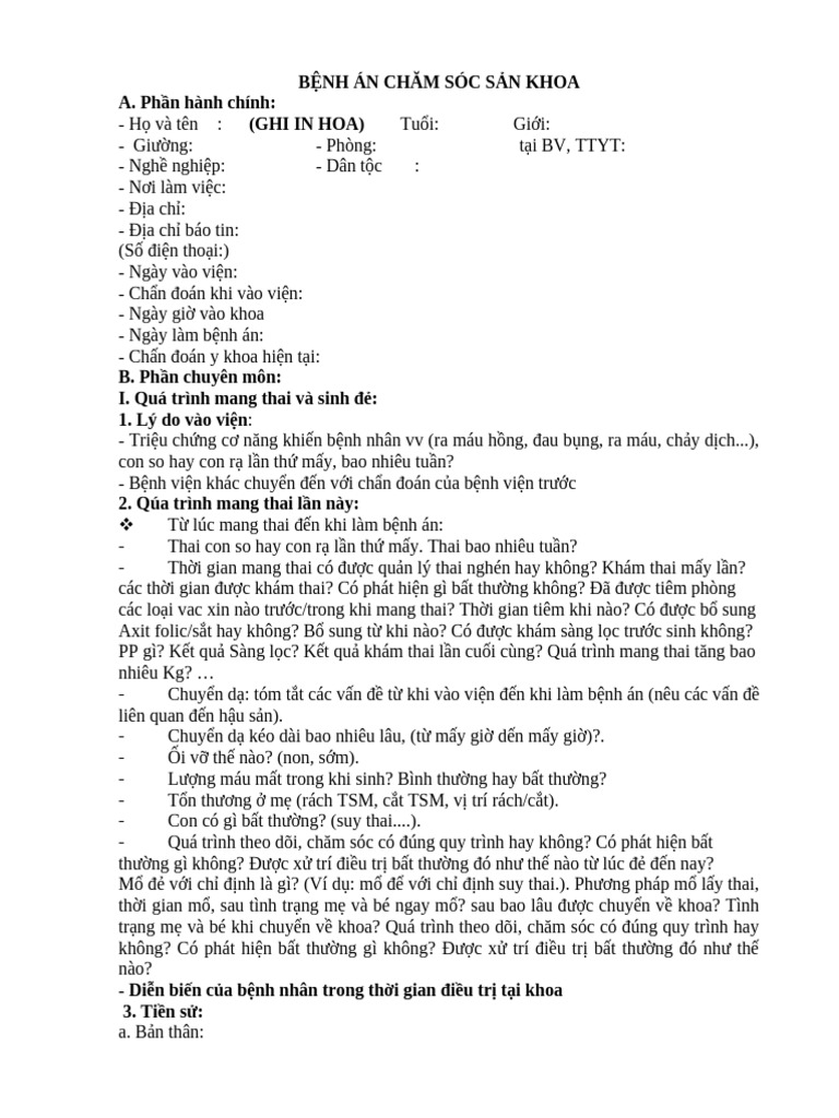 Bệnh Án + Khcs | PDF