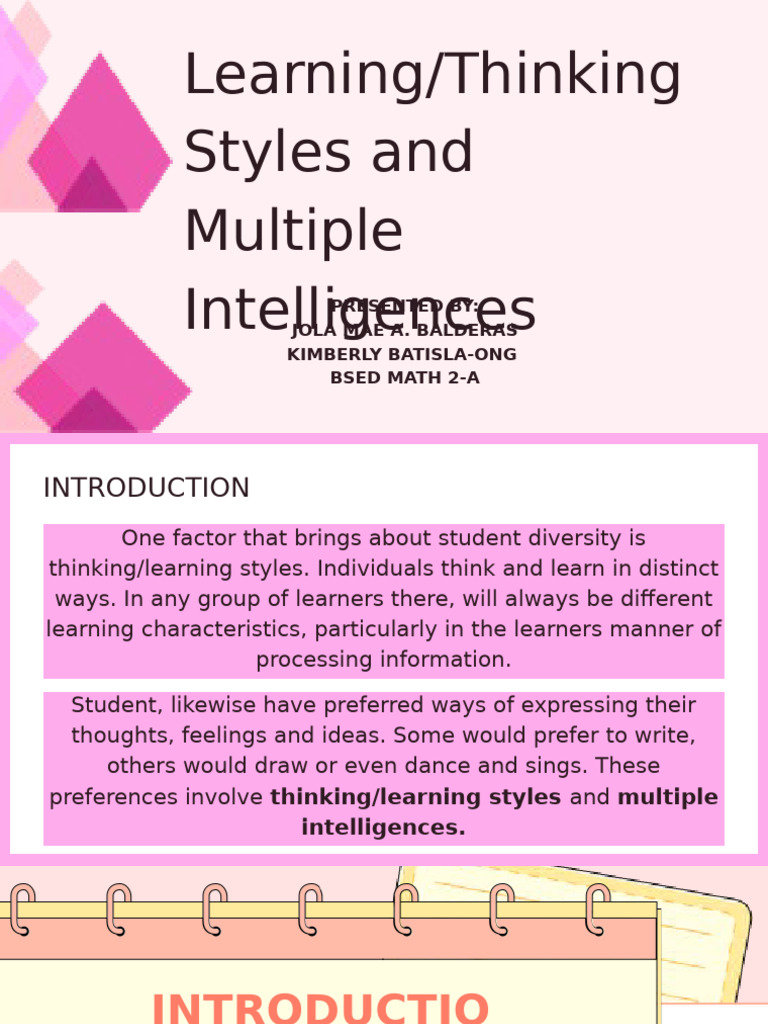 Learning Styles Multiple Intelligences | PDF | Behavioural Sciences ...