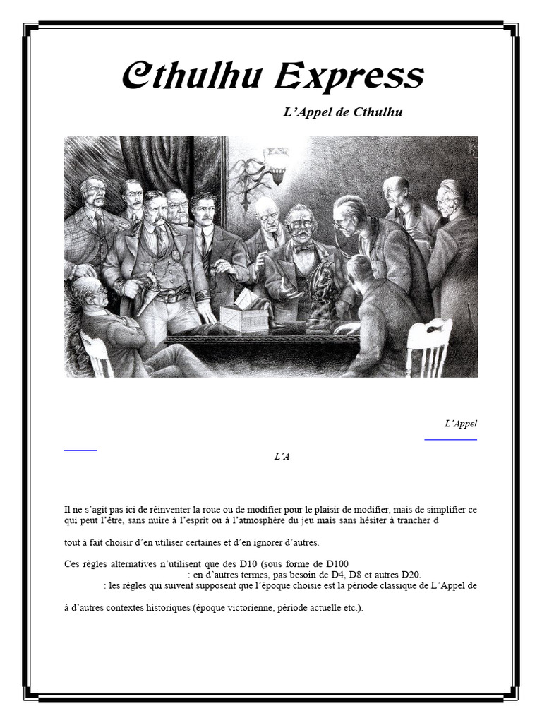 Règles Simplifiées pour Cthulhu Express | PDF